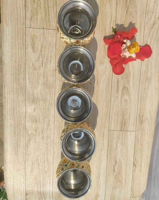 Set of 5 Kalash/Lota for Puja ( Beautifully Decorated Meenakari Kalash ...